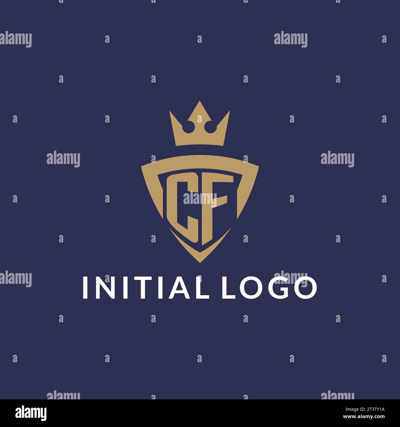 CF logo with shield and crown, monogram initial logo style vector file ...