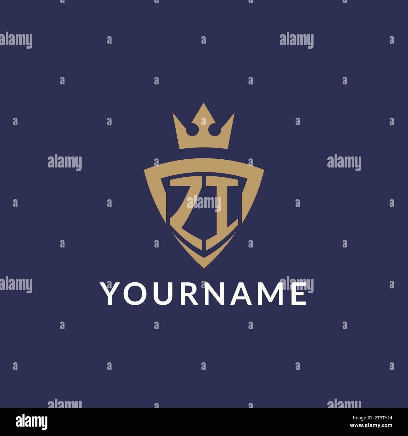 ZI logo with shield and crown, monogram initial logo style vector file ...