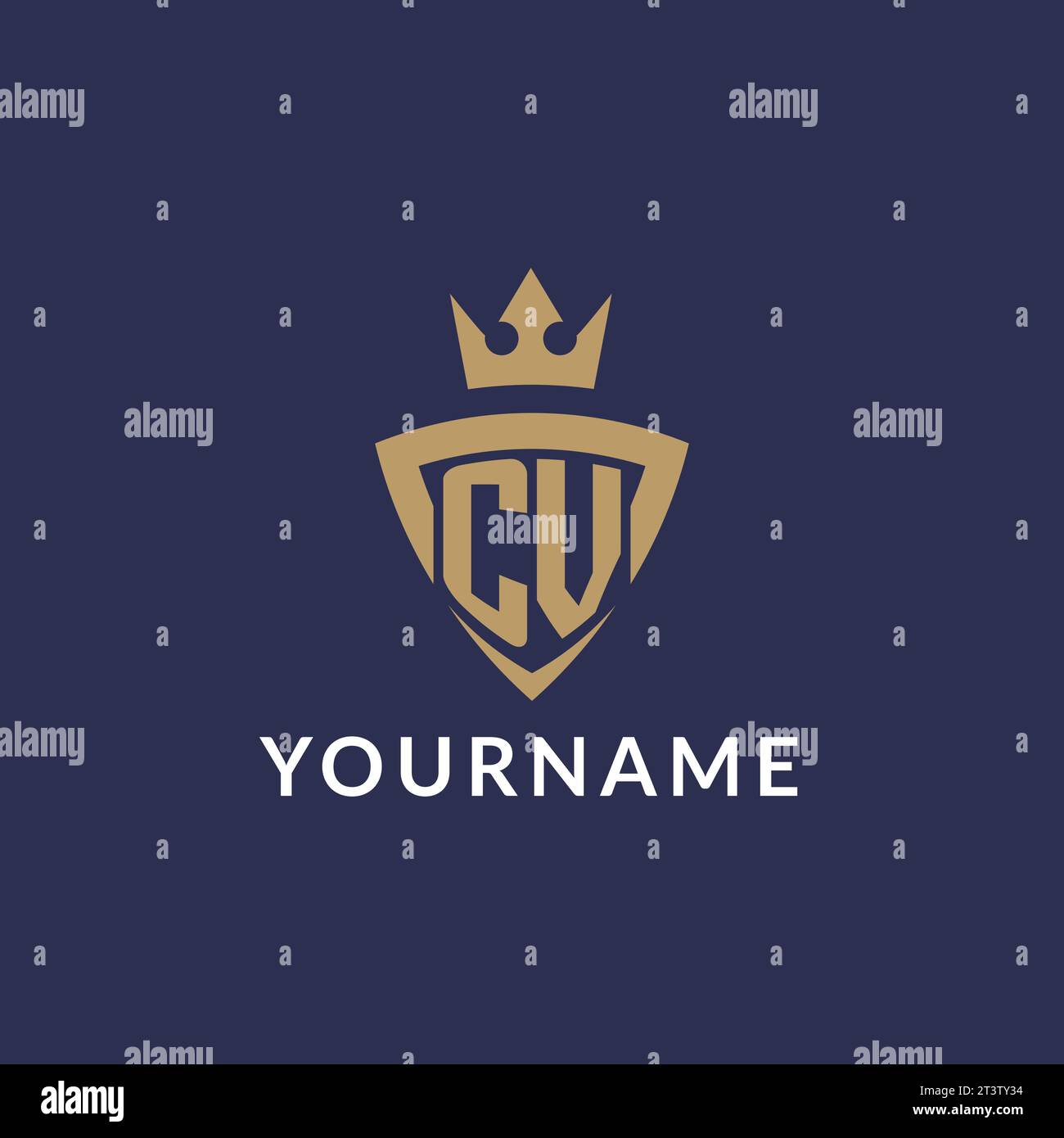 CV logo with shield and crown, monogram initial logo style vector file ...