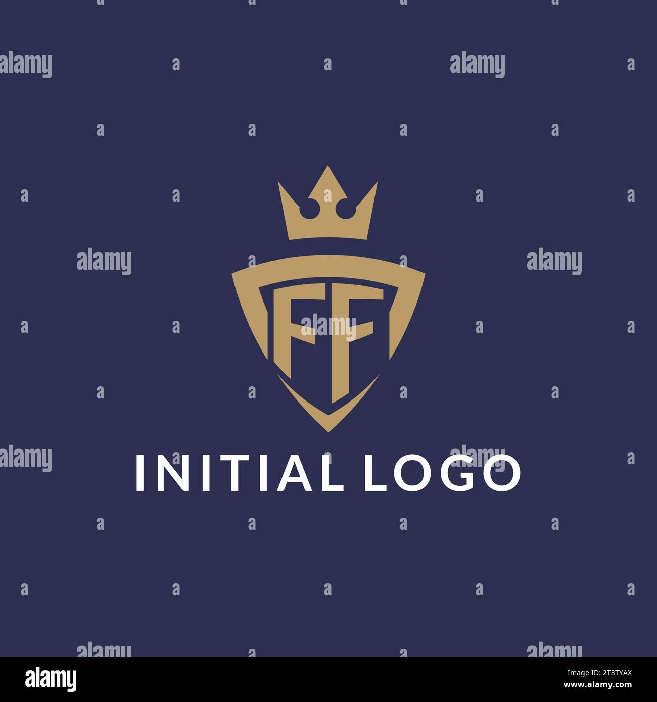 FF logo with shield and crown, monogram initial logo style vector file ...
