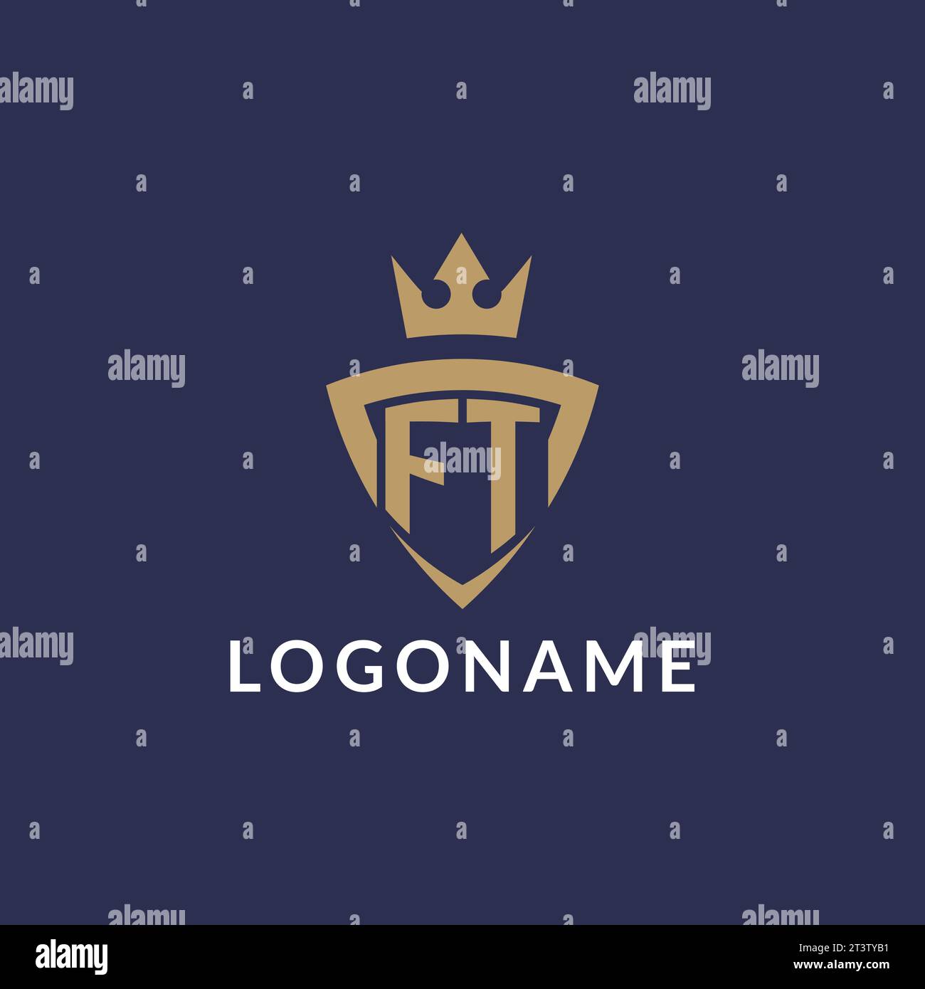 FT logo with shield and crown, monogram initial logo style vector file ...