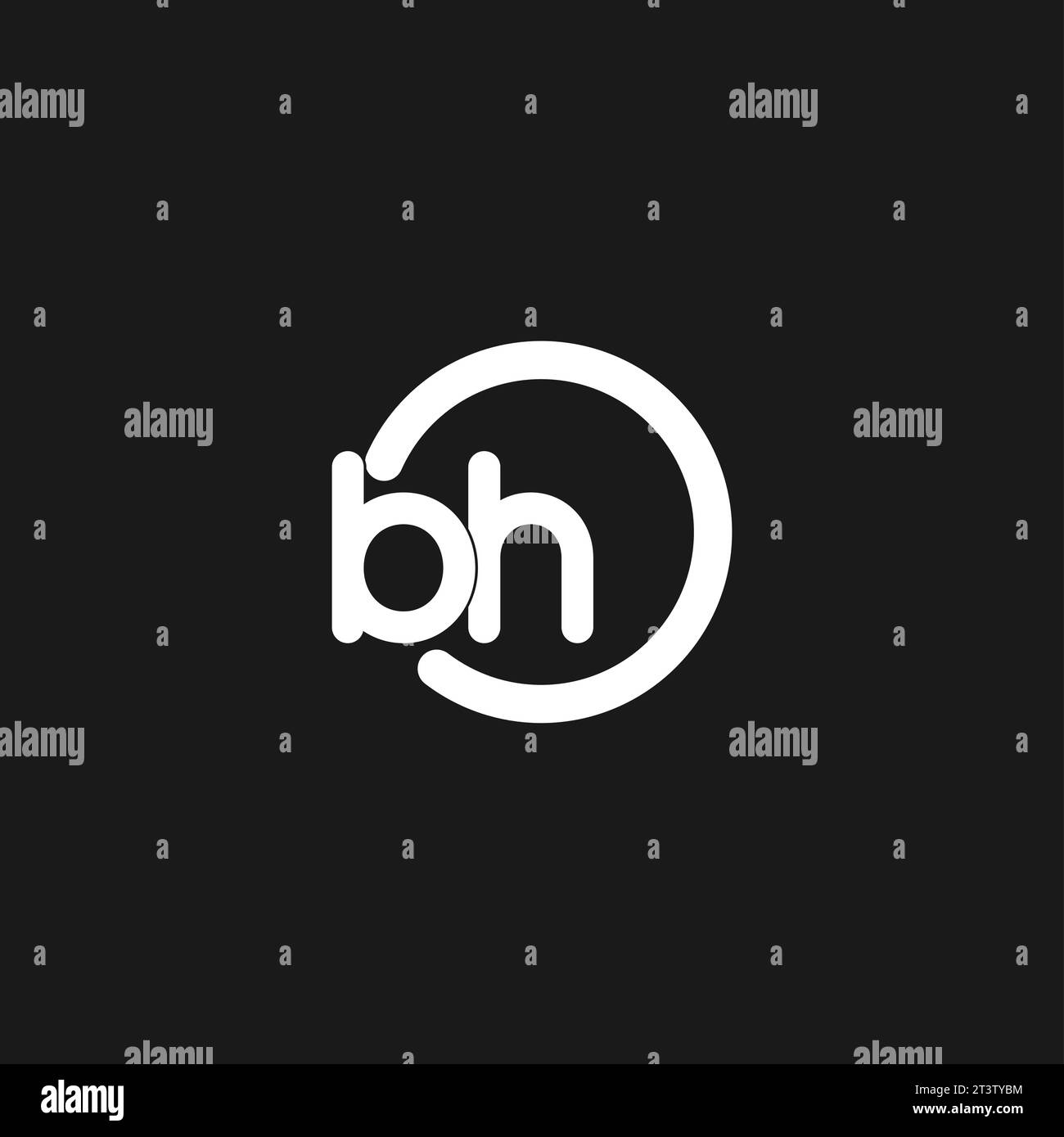 Initials BH logo monogram with simple circles lines vector graphic ...