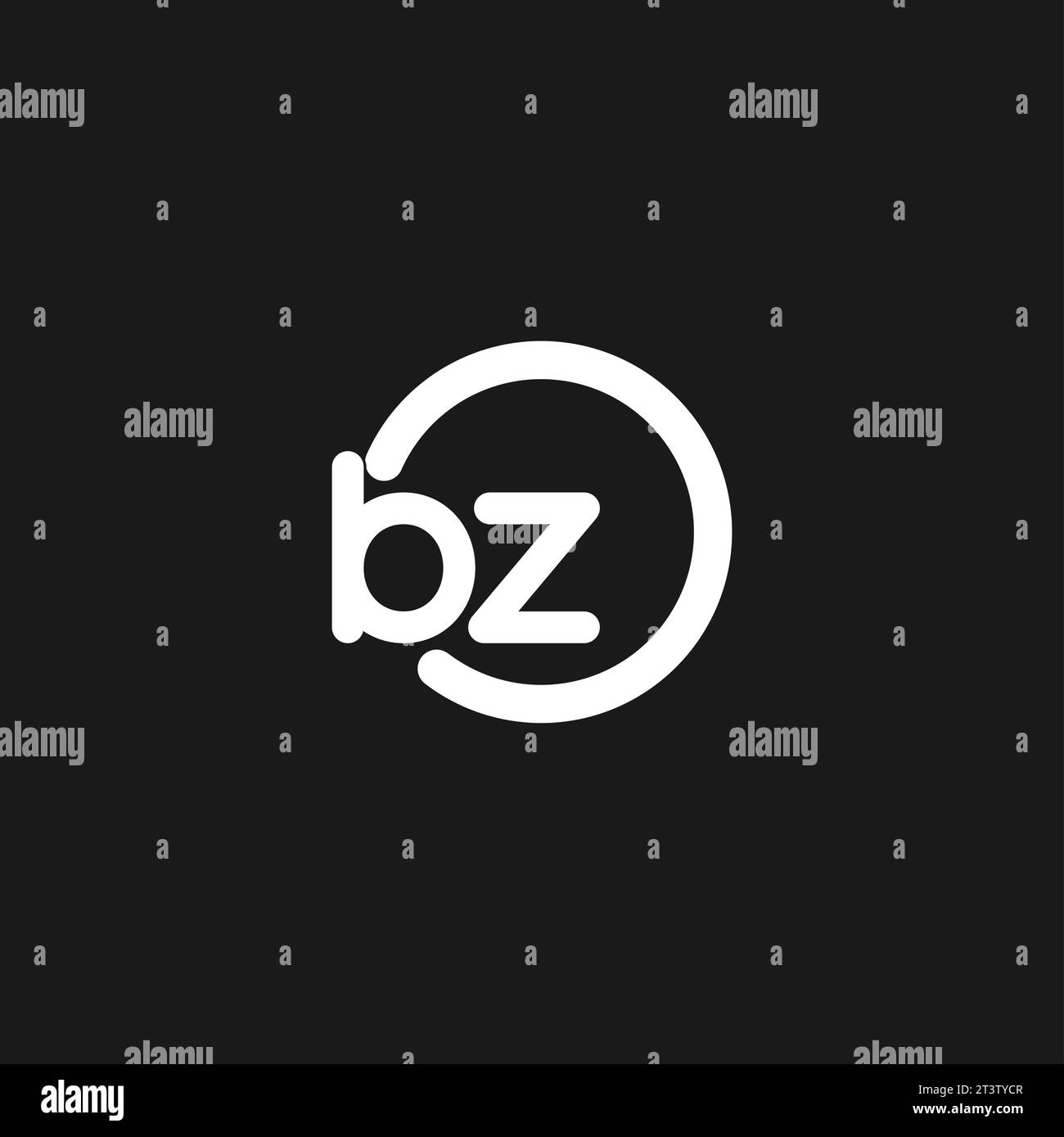 Initials BZ logo monogram with simple circles lines vector graphic ...