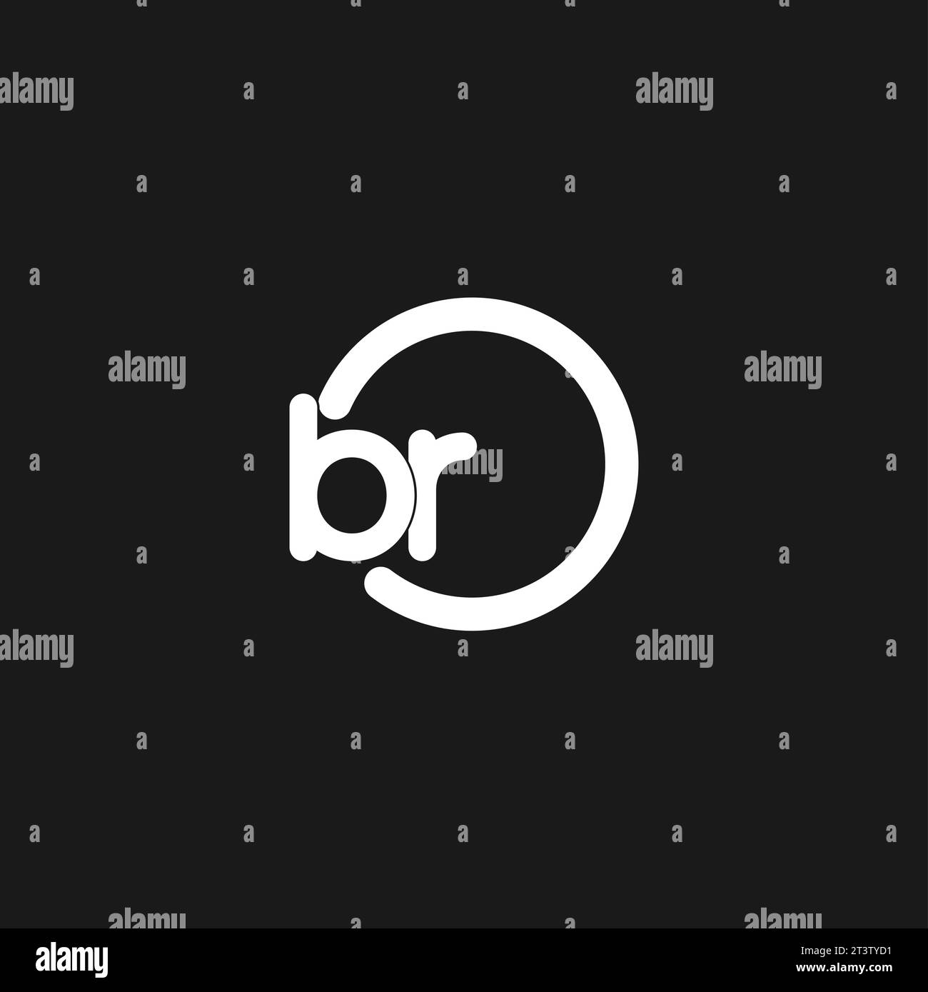 Initials BR logo monogram with simple circles lines vector graphic ...