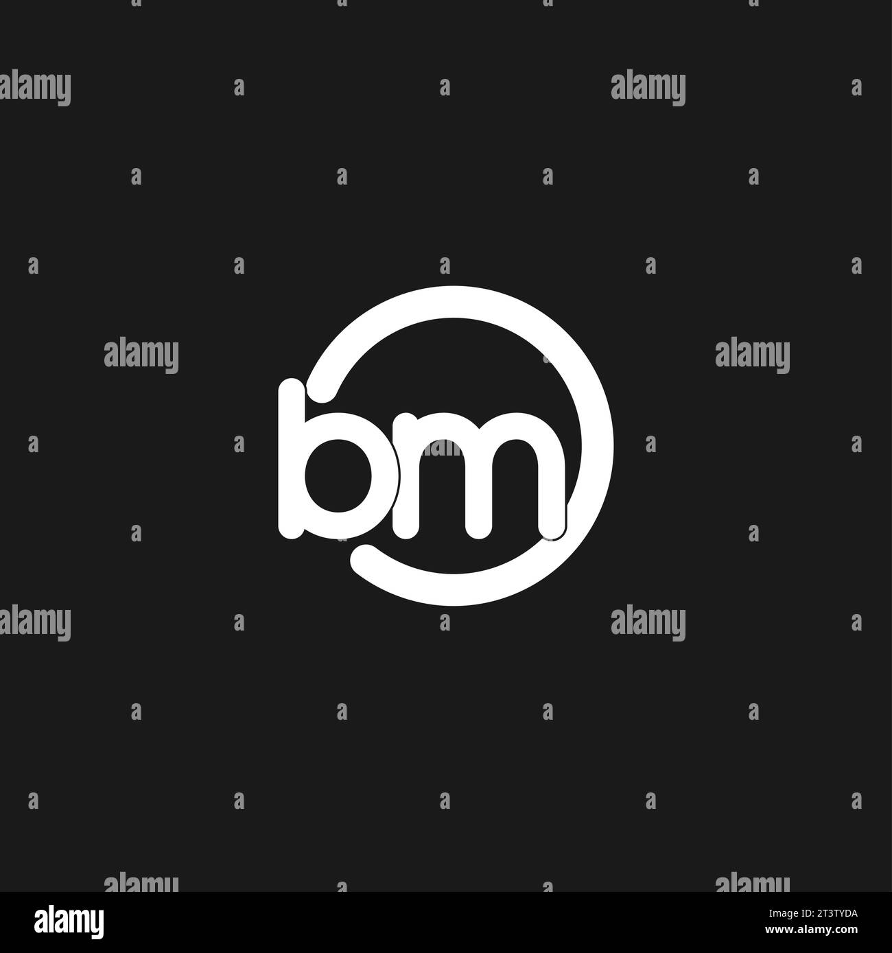 Initials BM logo monogram with simple circles lines vector graphic ...