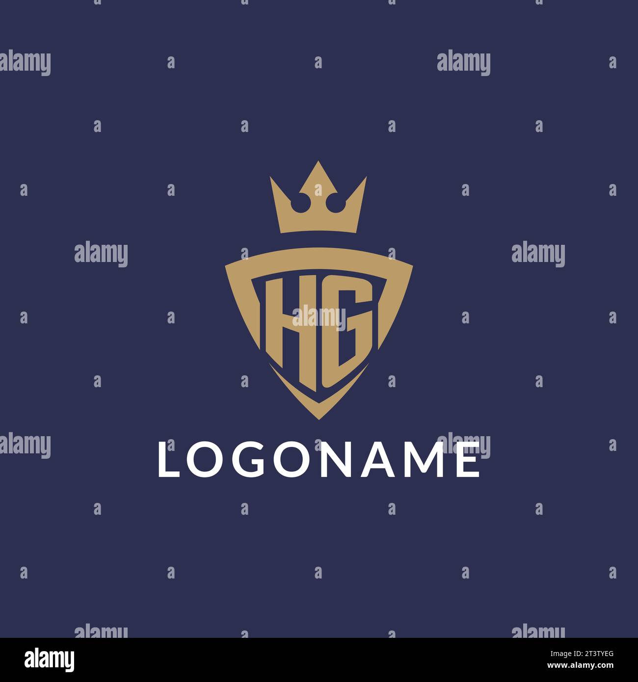 HG logo with shield and crown, monogram initial logo style vector file ...