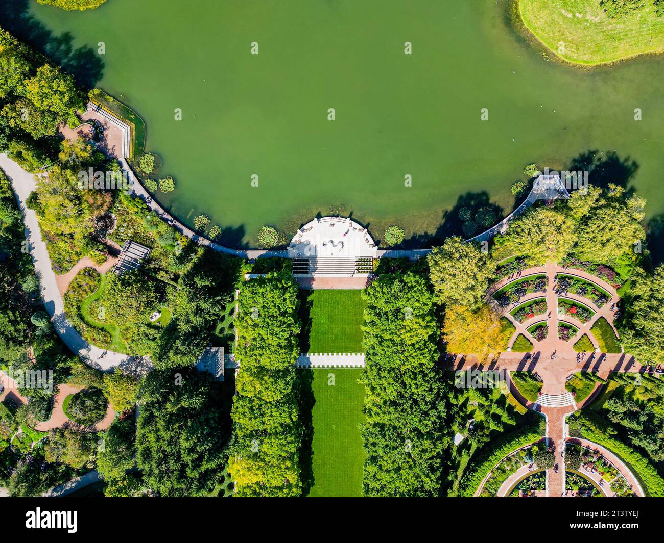 High resolution aerial drone image of Chicago's Botanical gardens Stock ...