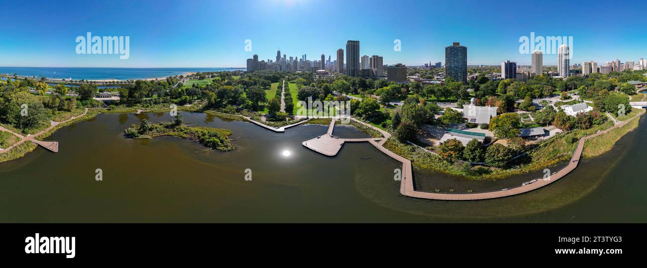 High resolution beautiful panoramic aerial drone image of Lincoln Zoo ...