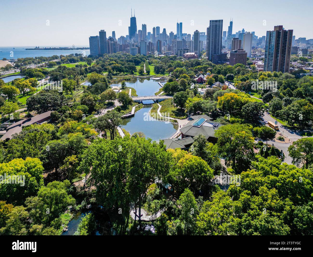 High resolution beautiful panoramic aerial drone image of Lincoln Zoo ...