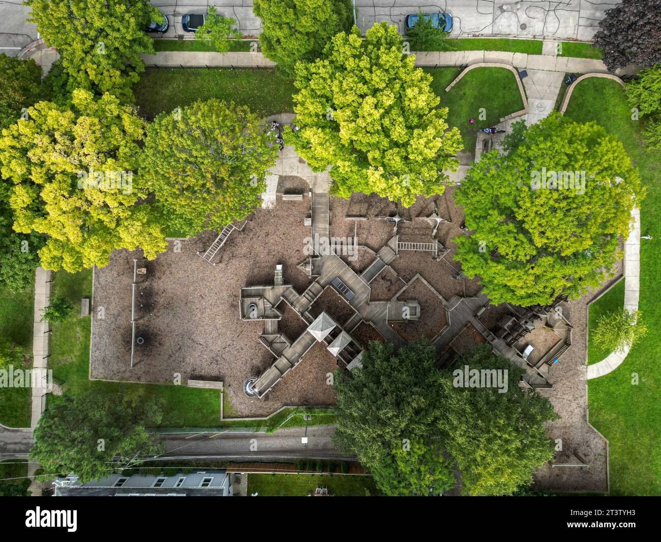 suburban street, streets, sky, colorful, aerial view, drone, nobody ...