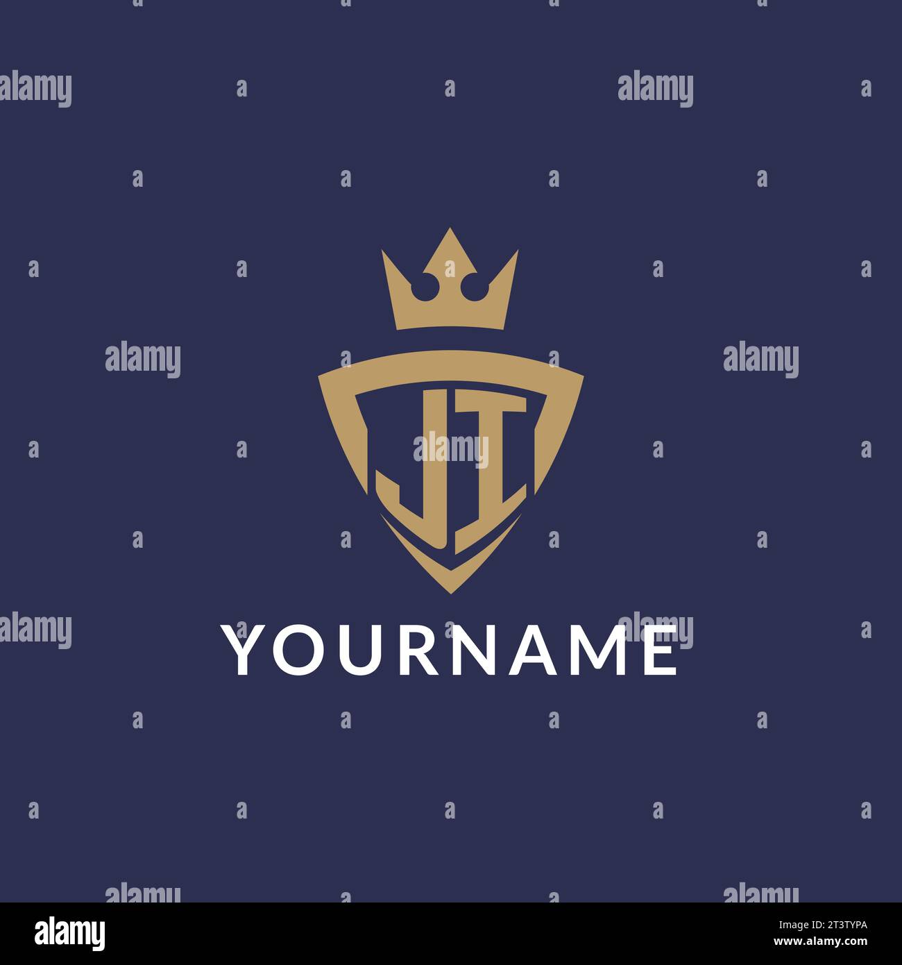 JI logo with shield and crown, monogram initial logo style vector file ...