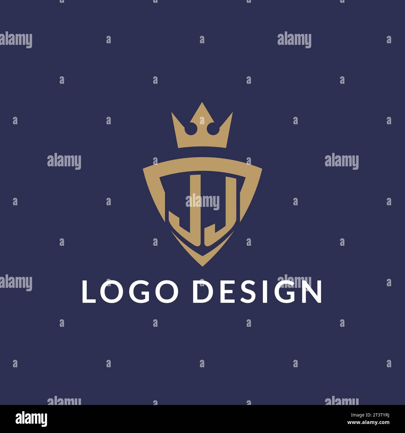JJ logo with shield and crown, monogram initial logo style vector file ...