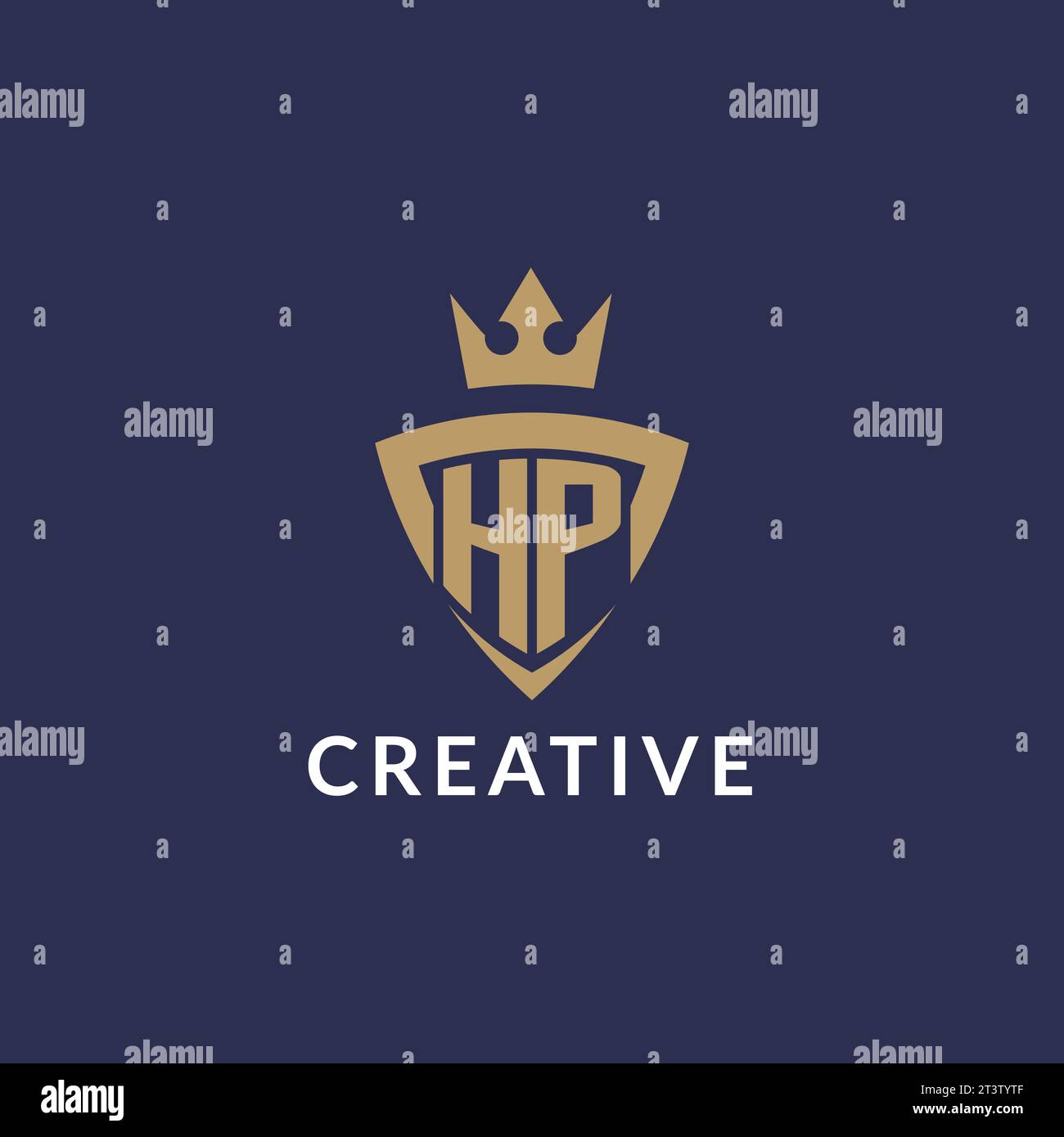HP logo with shield and crown, monogram initial logo style vector file ...