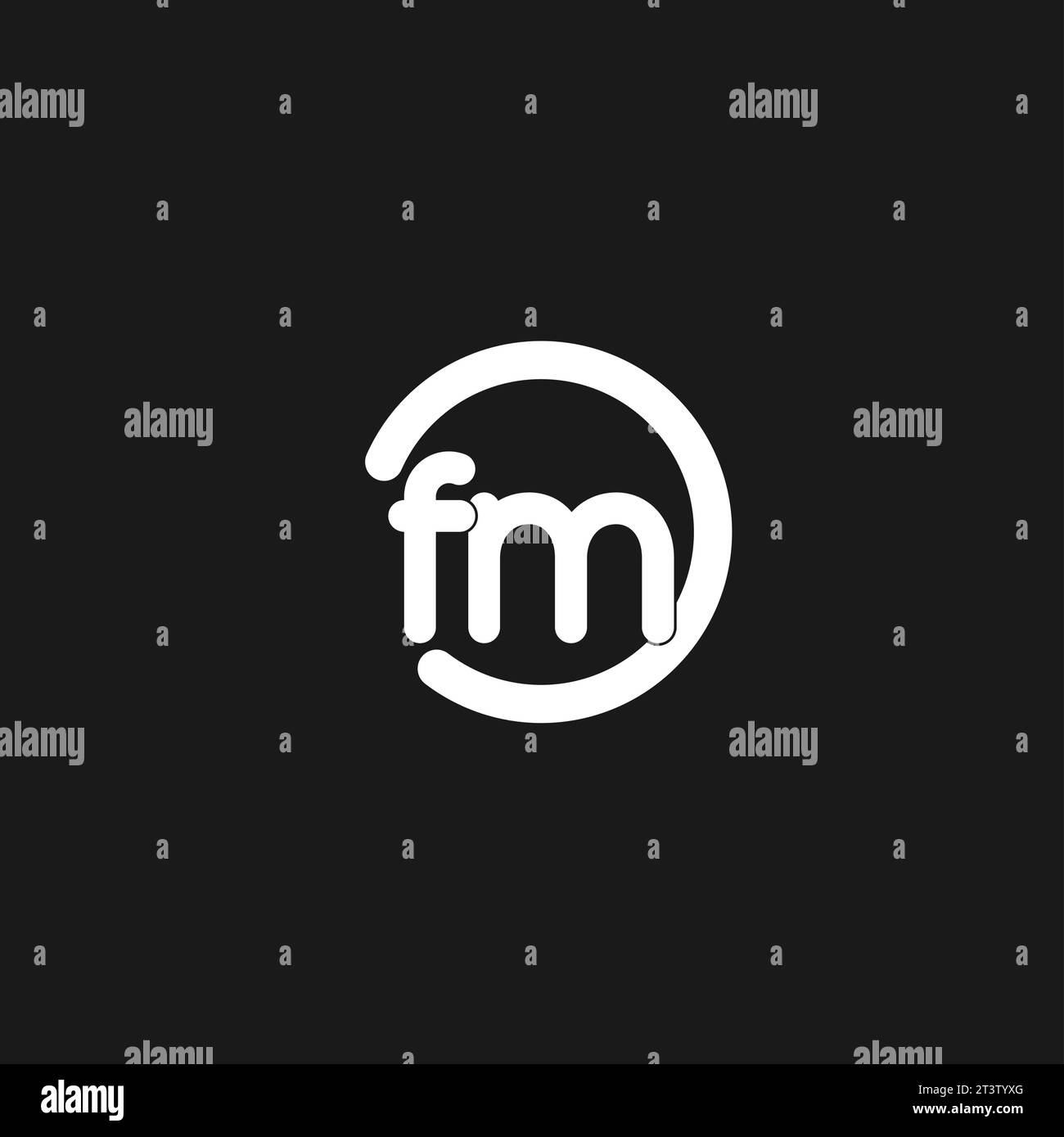 Initials FM logo monogram with simple circles lines vector graphic ...