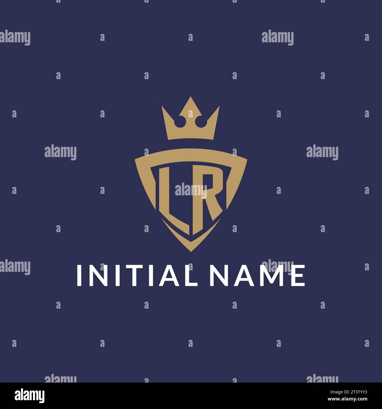 LR logo with shield and crown, monogram initial logo style vector file ...