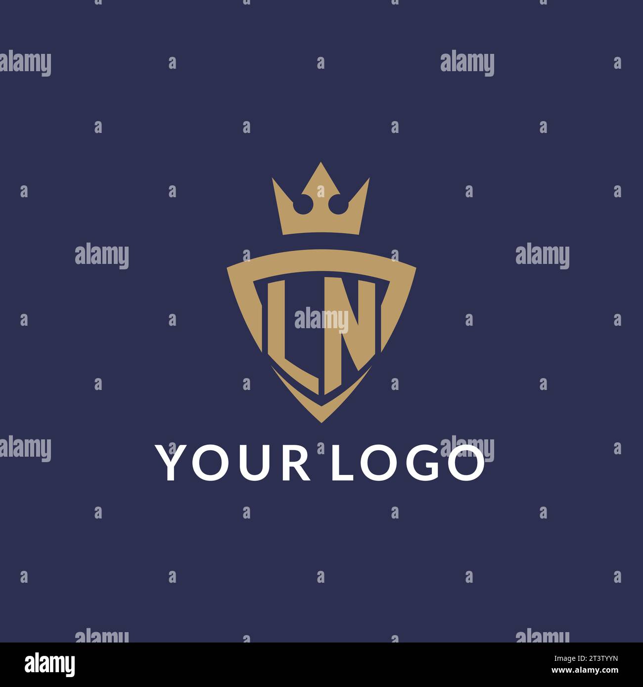 LN logo with shield and crown, monogram initial logo style vector file ...