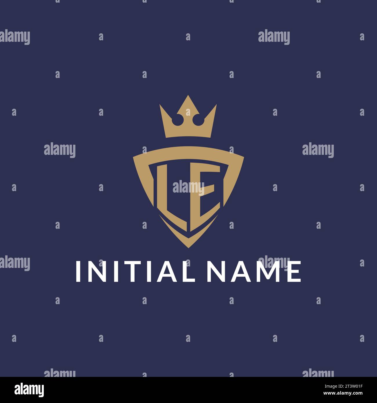 LE logo with shield and crown, monogram initial logo style vector file ...