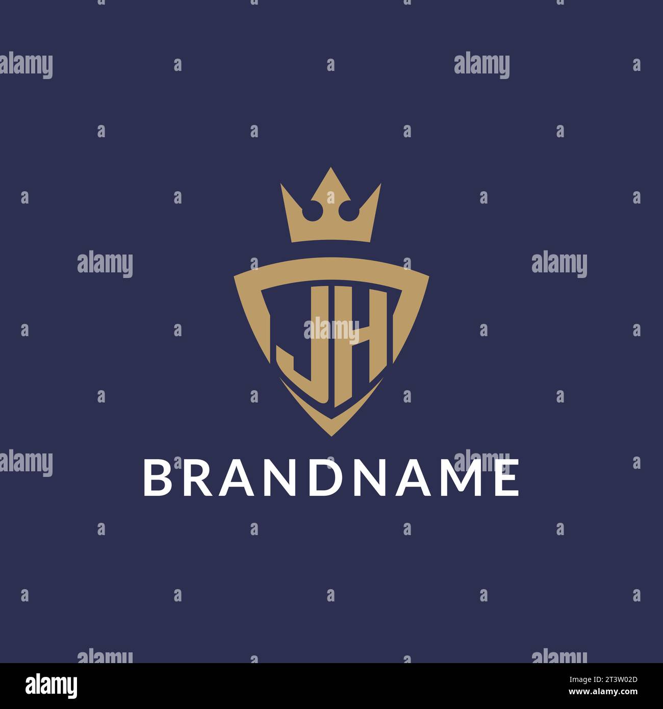 JH logo with shield and crown, monogram initial logo style vector file ...