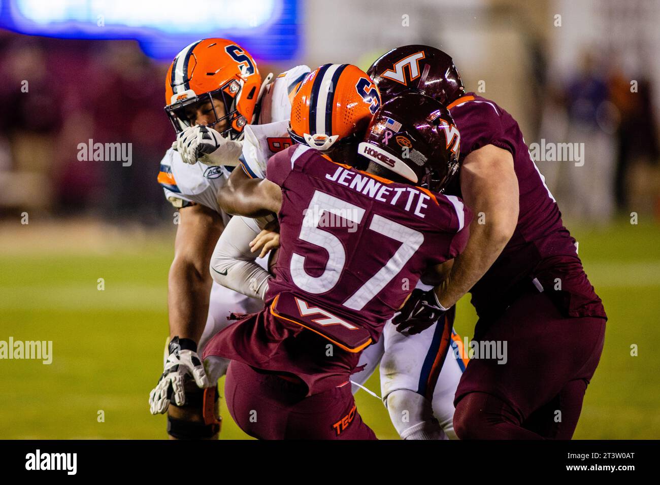 Blacksburg, VA, USA. 26th Oct, 2023. Virginia Tech Hokies offensive ...