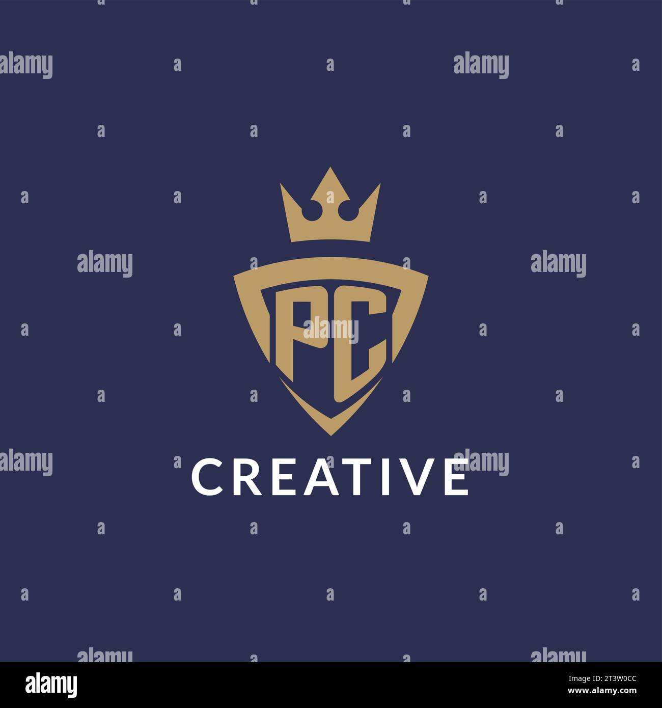 PC logo with shield and crown, monogram initial logo style vector file ...