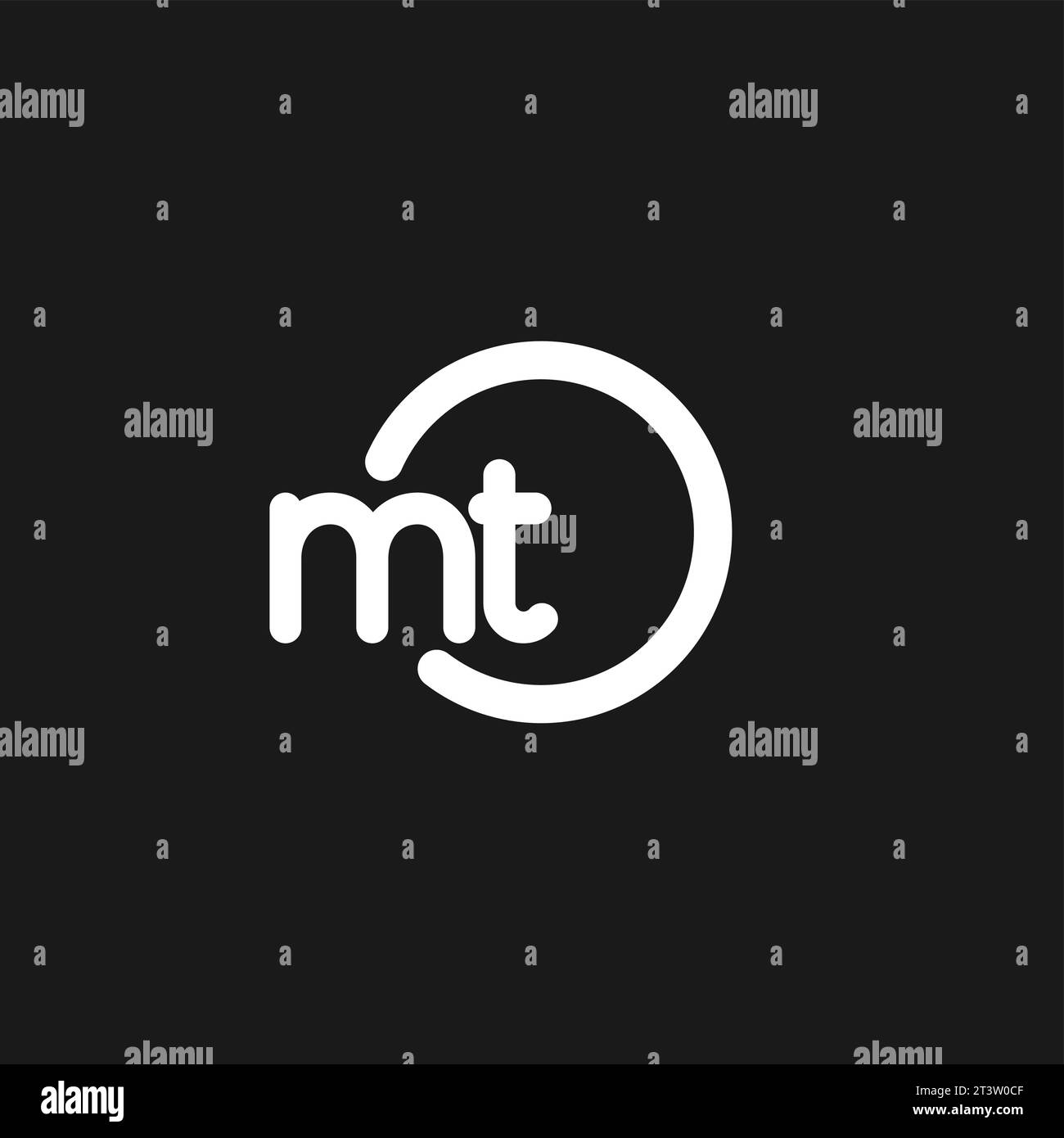 Initials MT logo monogram with simple circles lines vector graphic ...