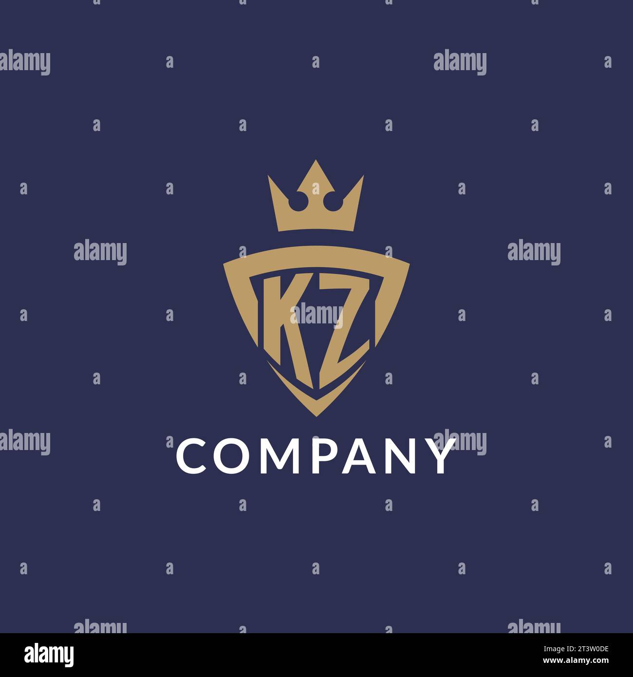 KZ logo with shield and crown, monogram initial logo style vector file Stock Vector Image & Art ...