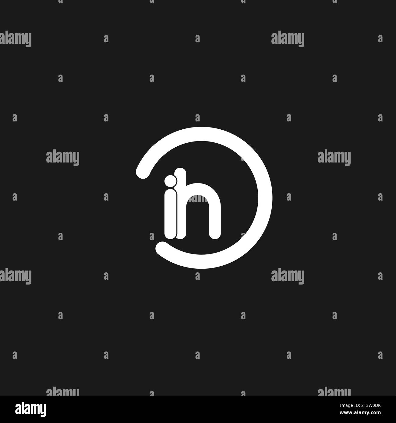 Initials IH logo monogram with simple circles lines vector graphic ...
