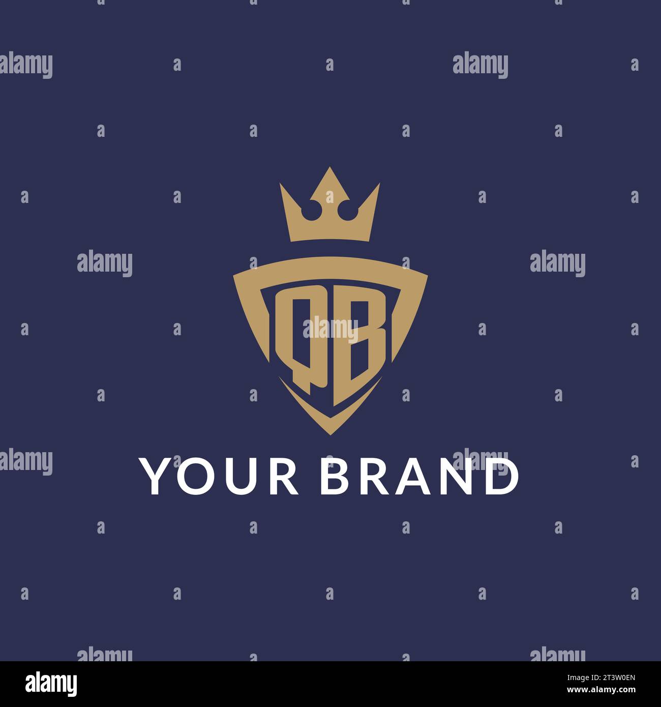 QB logo with shield and crown, monogram initial logo style vector file ...