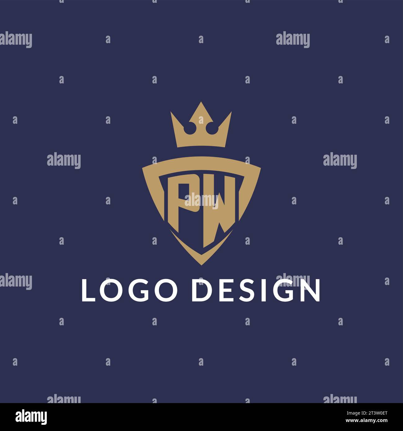 PW logo with shield and crown, monogram initial logo style vector file ...