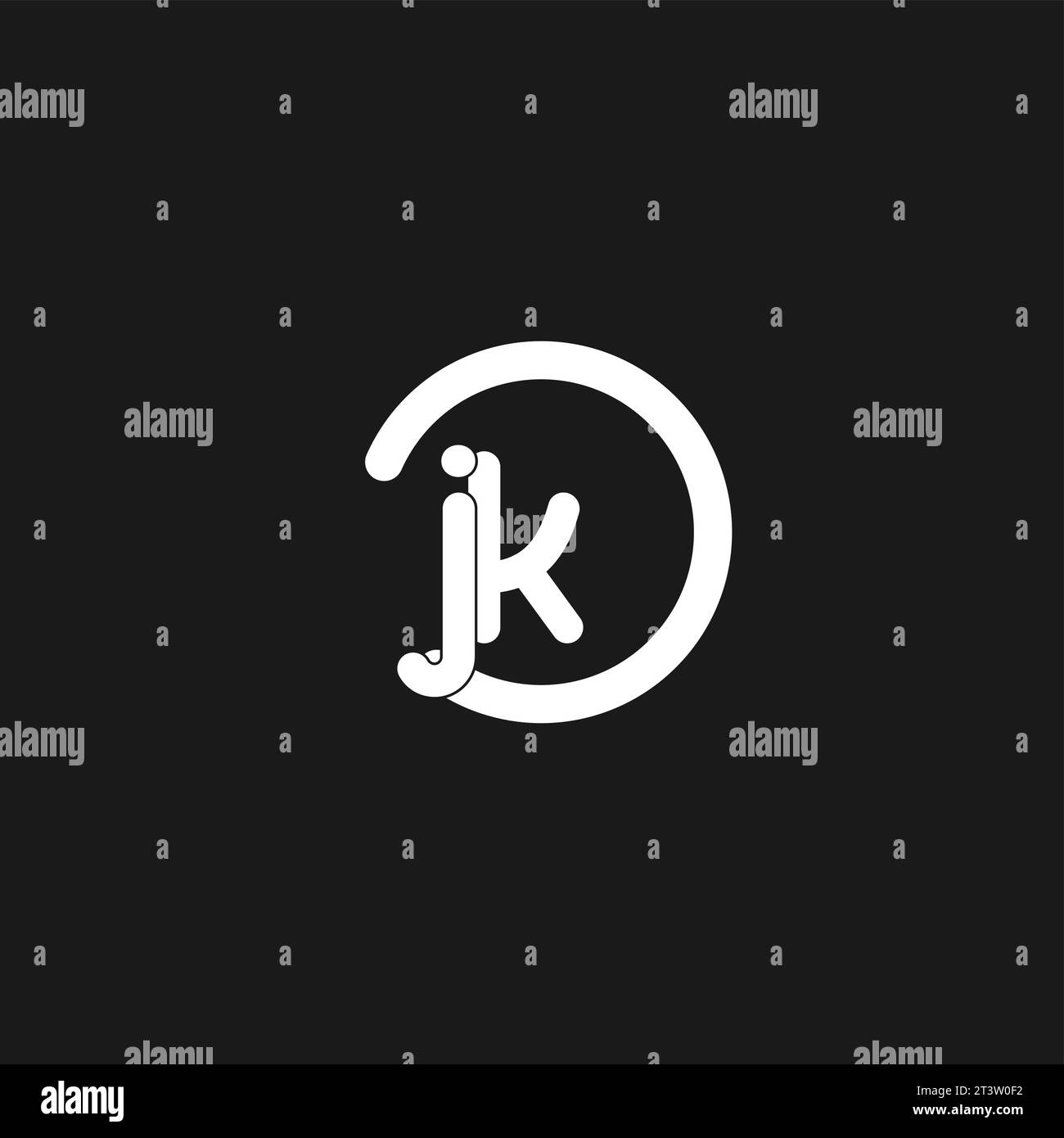 Initials JK logo monogram with simple circles lines vector graphic ...