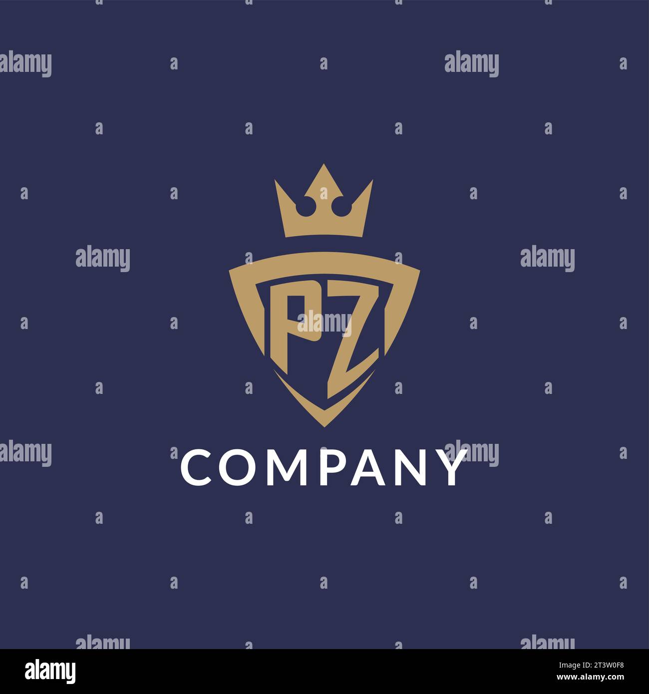 PZ logo with shield and crown, monogram initial logo style vector file ...