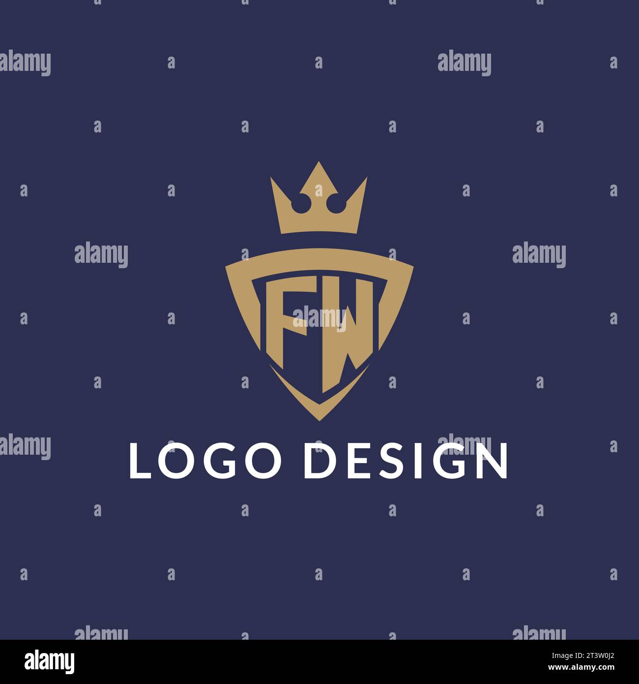 FW logo with shield and crown, monogram initial logo style vector file Stock Vector Image & Art ...