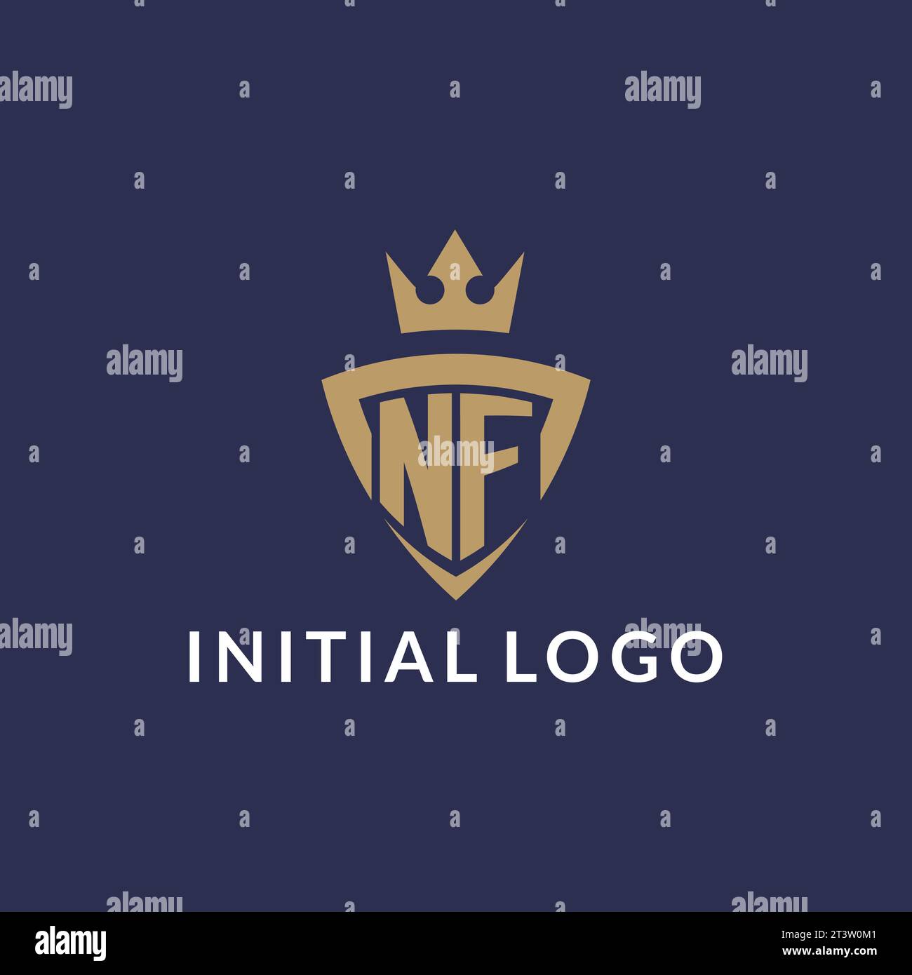 NF logo with shield and crown, monogram initial logo style vector file ...