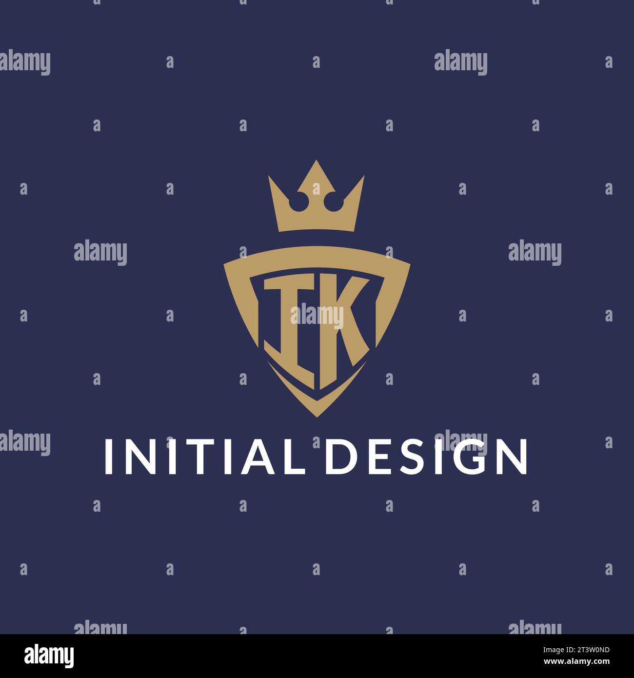 IK logo with shield and crown, monogram initial logo style vector file ...