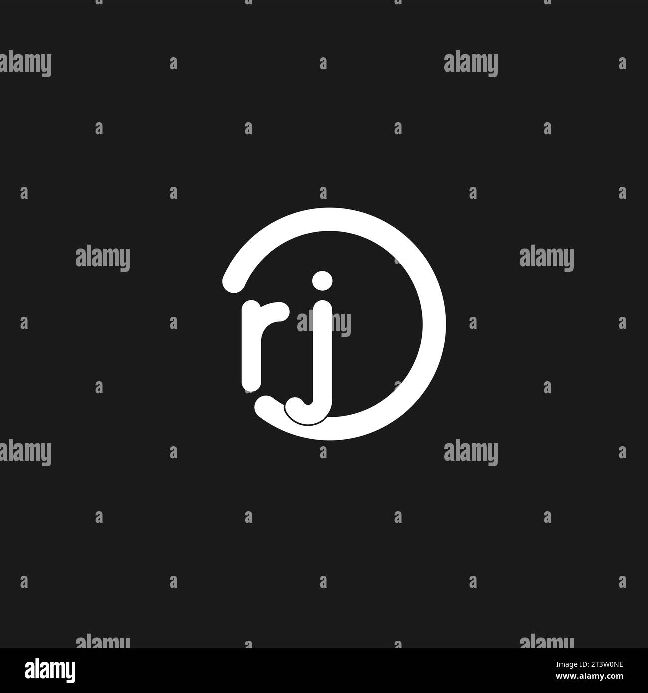 Initials RJ logo monogram with simple circles lines vector graphic ...