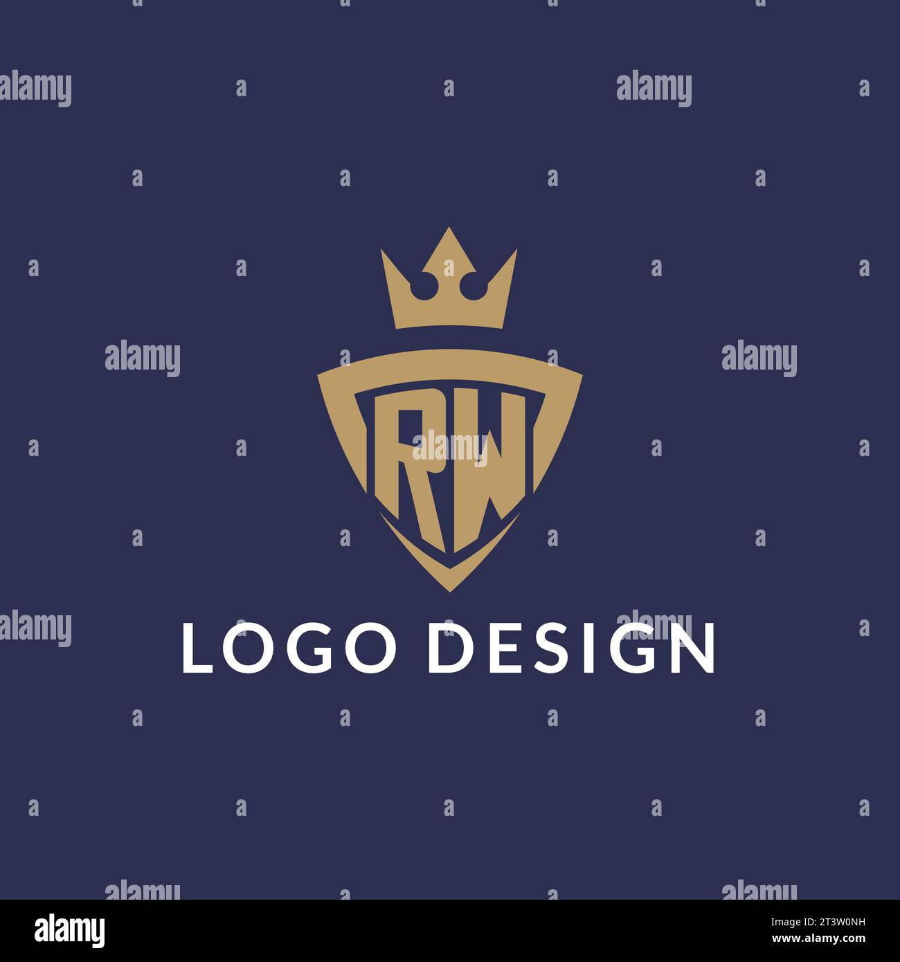 RW logo with shield and crown, monogram initial logo style vector file ...