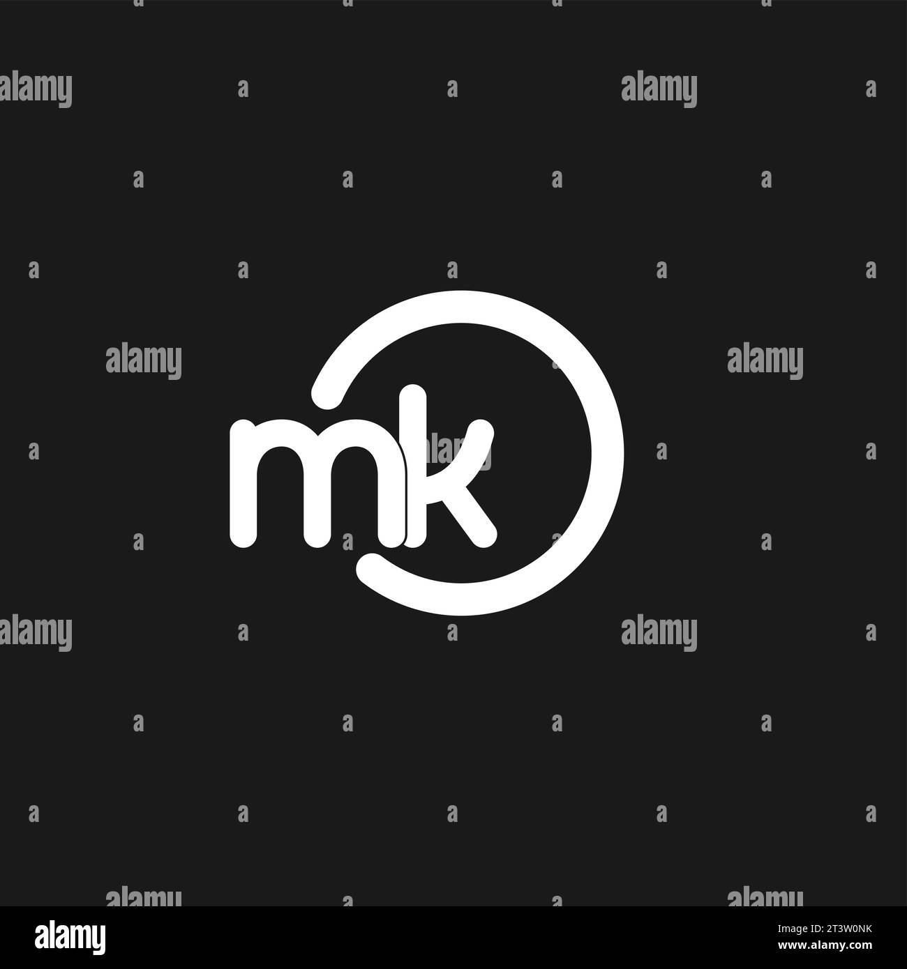 Initials MK logo monogram with simple circles lines vector graphic ...
