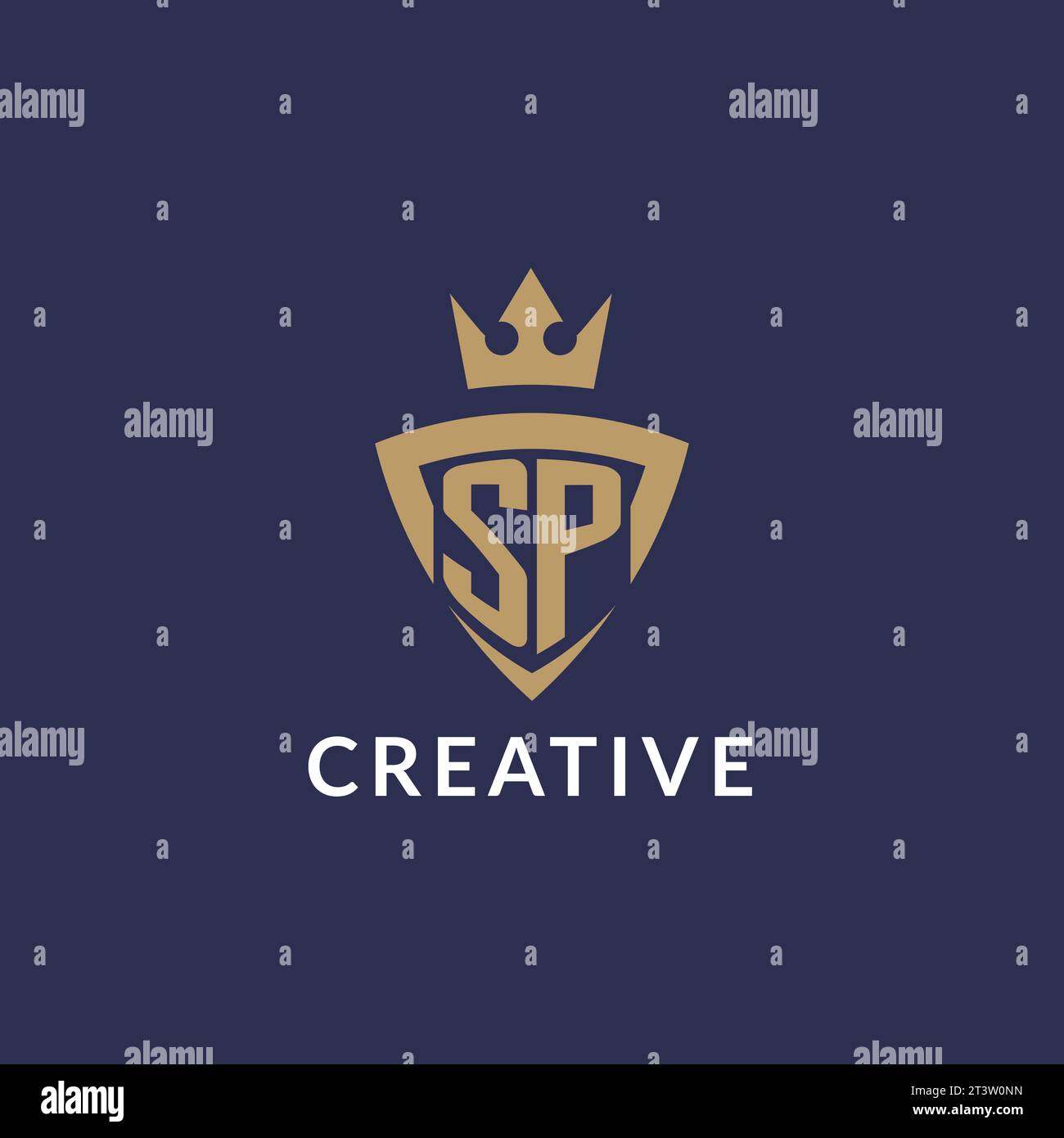 SP logo with shield and crown, monogram initial logo style vector file ...