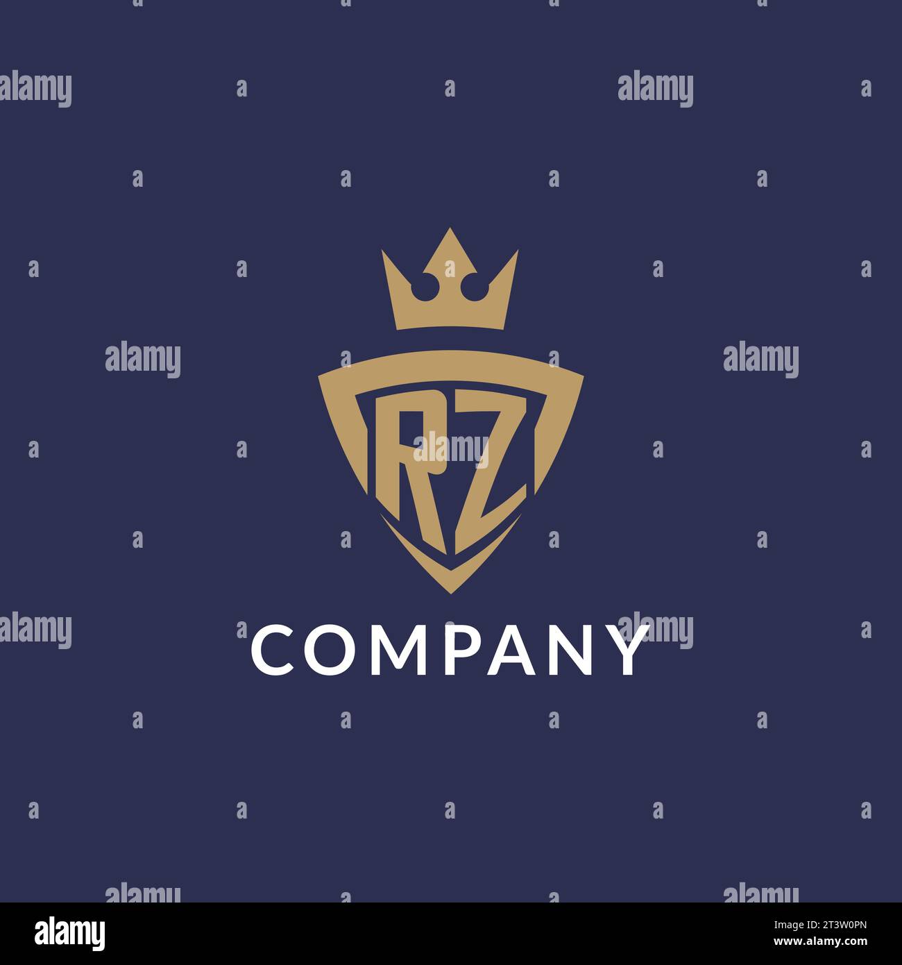 RZ logo with shield and crown, monogram initial logo style vector file ...