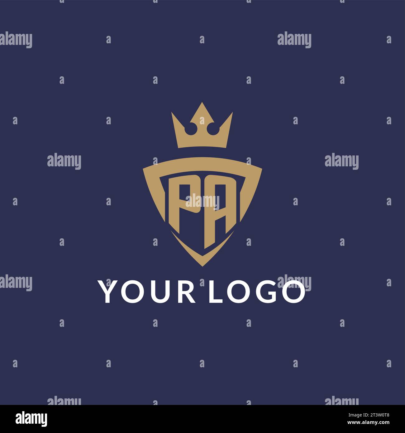 PA logo with shield and crown, monogram initial logo style vector file ...