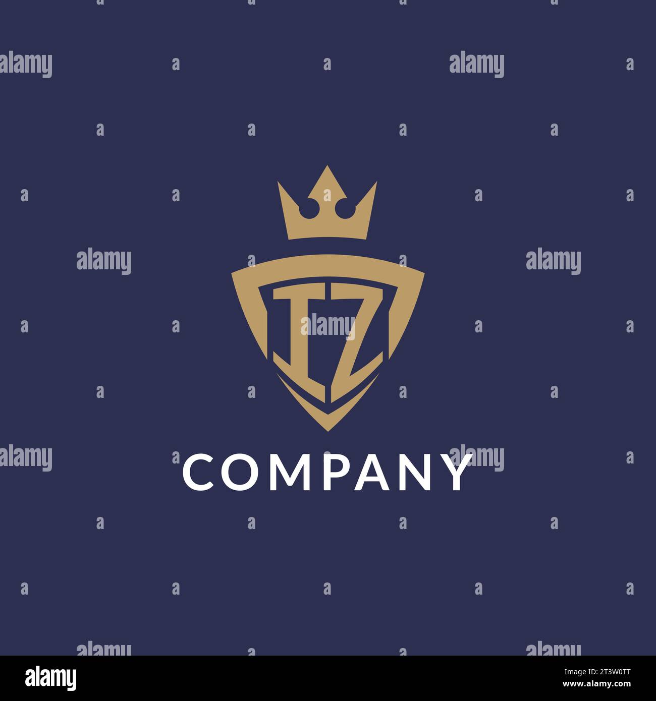 IZ logo with shield and crown, monogram initial logo style vector file ...