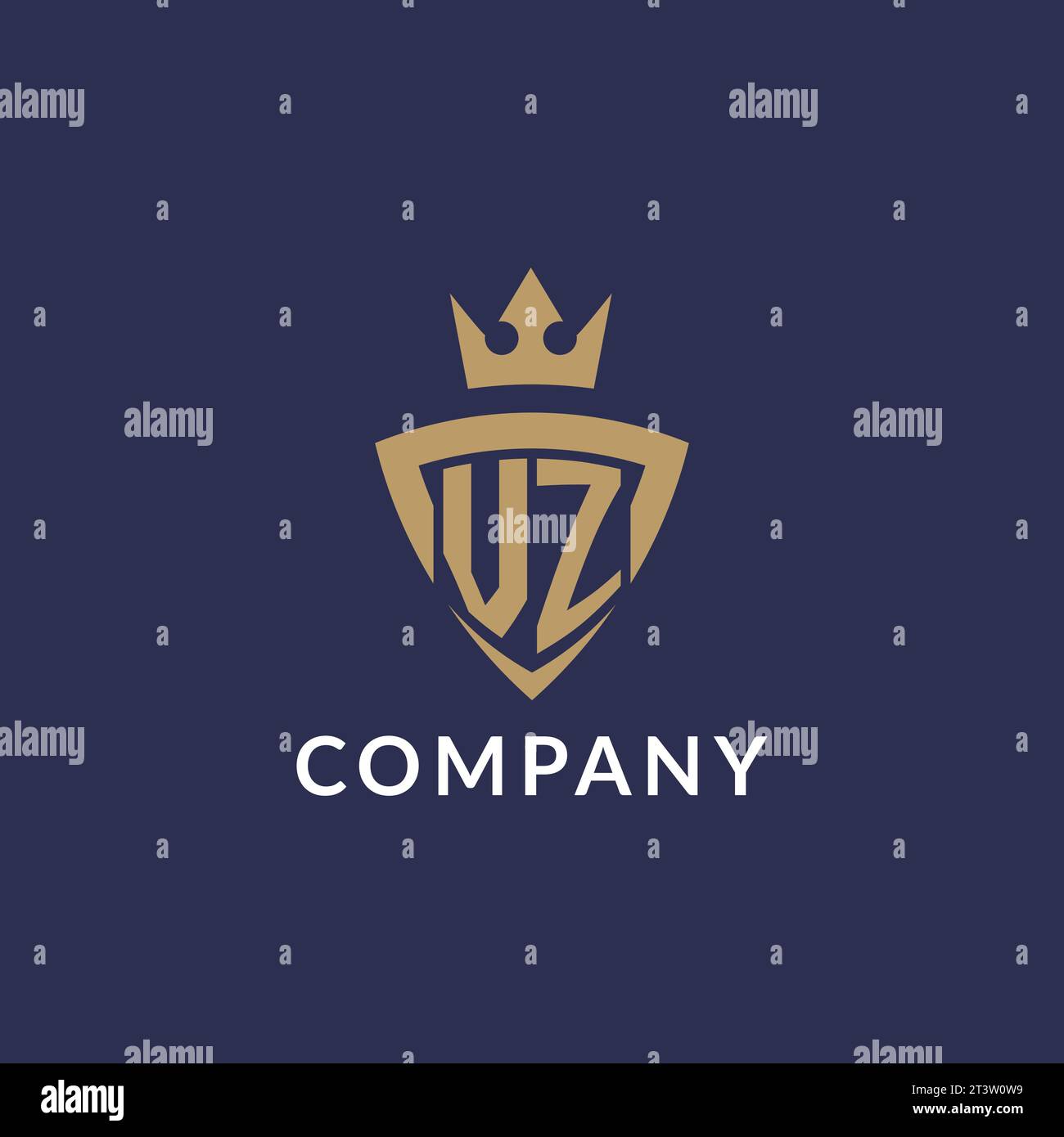 VZ logo with shield and crown, monogram initial logo style vector file ...