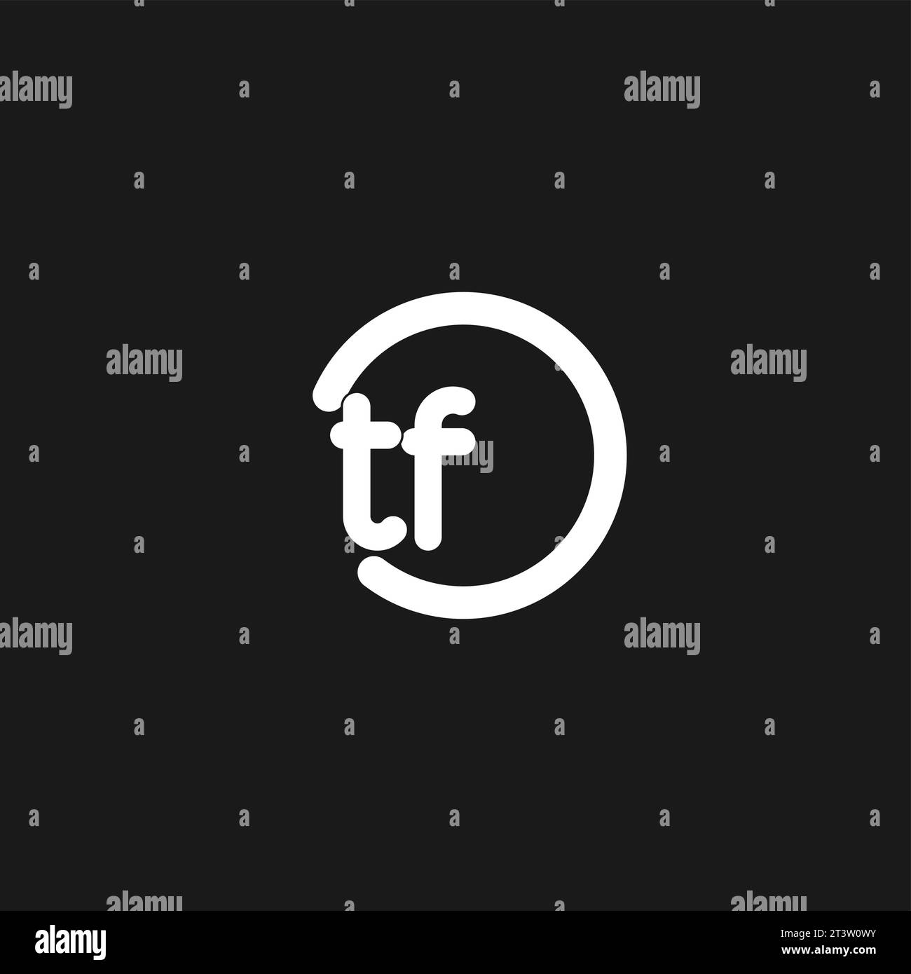 Initials TF logo monogram with simple circles lines vector graphic ...