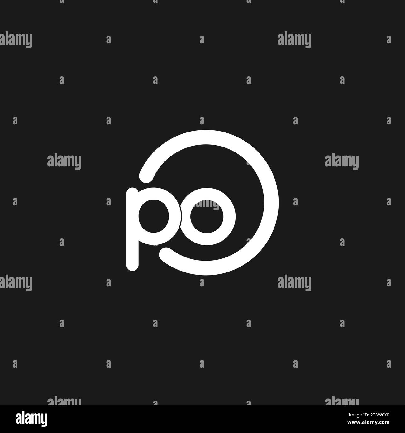 Initials PO logo monogram with simple circles lines vector graphic ...