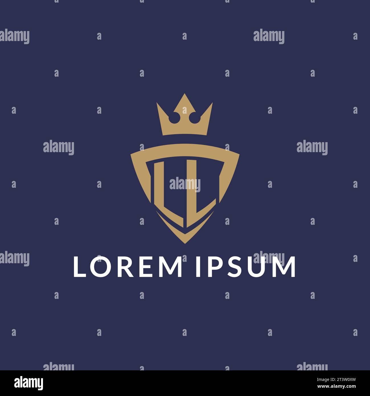 LL logo with shield and crown, monogram initial logo style vector file ...