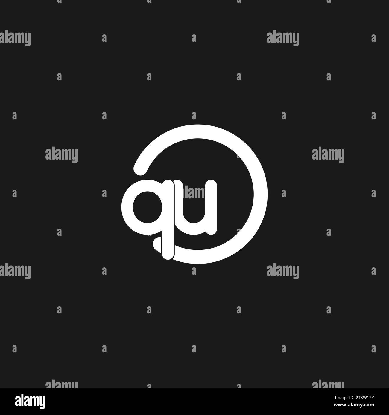 Initials QU logo monogram with simple circles lines vector graphic ...