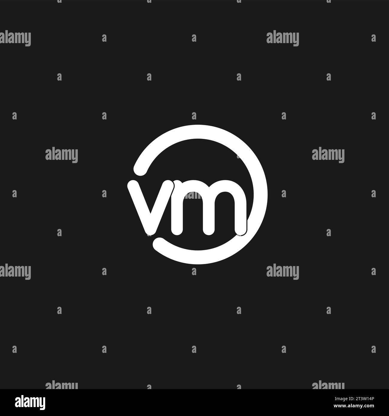 Initials VM logo monogram with simple circles lines vector graphic ...