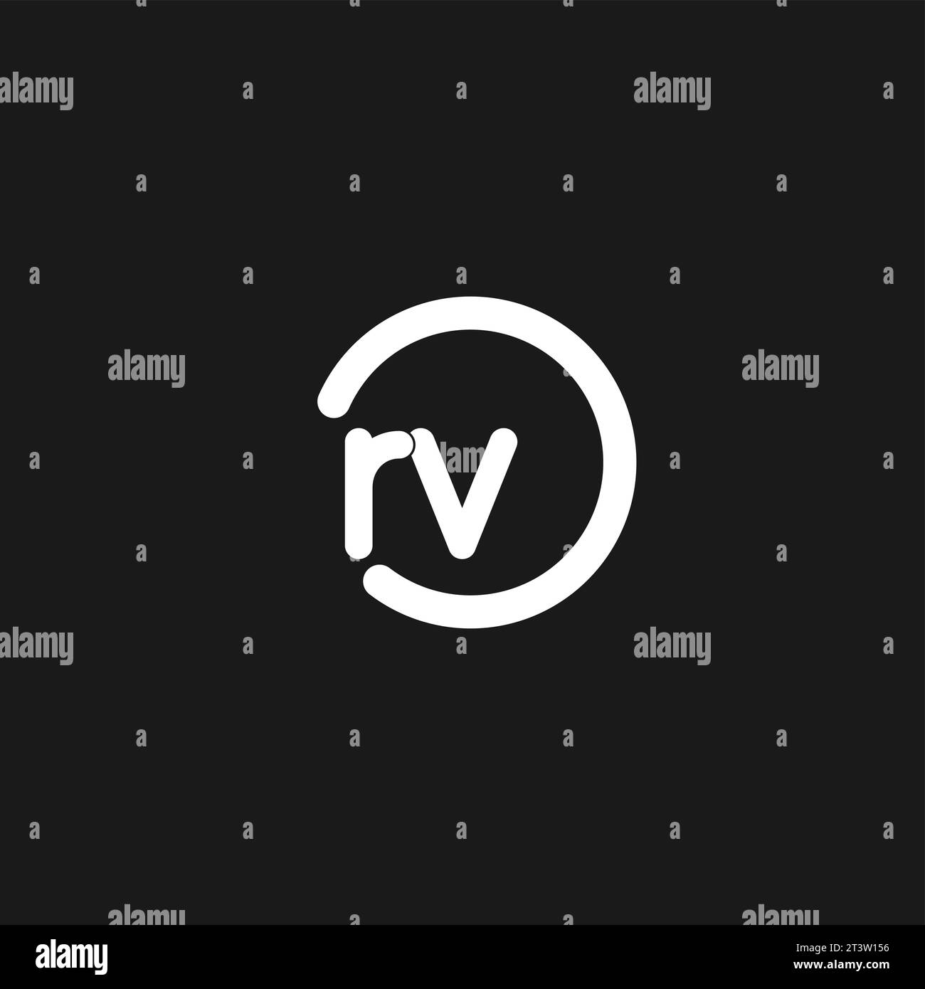 Initials RV logo monogram with simple circles lines vector graphic ...