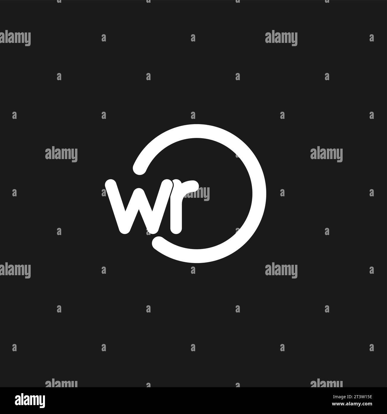 Initials WR logo monogram with simple circles lines vector graphic ...