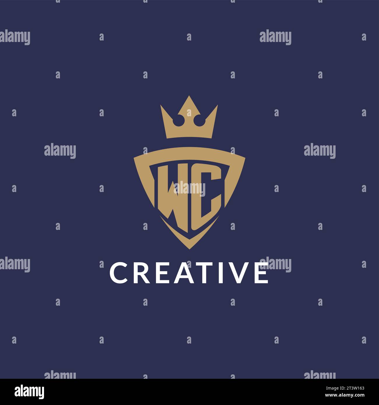 WC logo with shield and crown, monogram initial logo style vector file ...